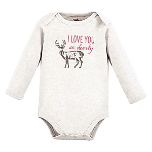 Touched by Nature Unisex Baby Organic Cotton Long-Sleeve Bodysuits, Girl Woodland, 6-9 Months