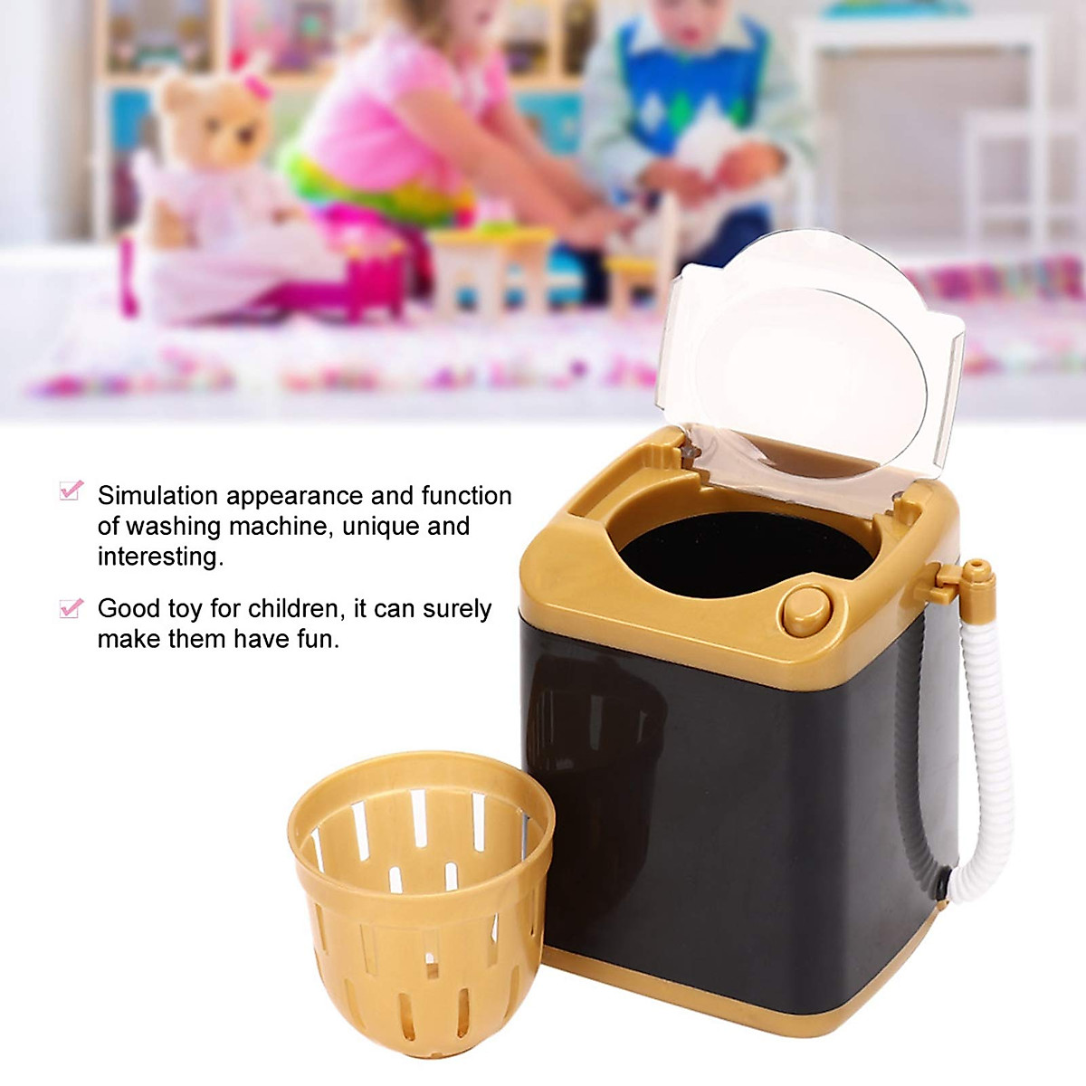 Mini Washing Machine Toy,Foldable Mini Small Portable Washer Washing Machine, Folding Small Washer Combo for Baby Clothes, Underwear or Small Items, Gift Choice (Gold)