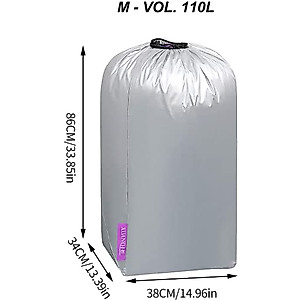 2-Pack Large Travel Laundry Bag, Dirty Clothes Storage Bag with Drawstring, Organizer Waterproof and Heavy Duty Stitching, Idea for Store Clothes, Blankets, Toys, Silver (Medium)