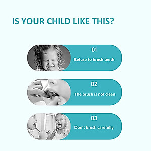 AIXIU Automatic Electric Toothbrush Kids with U Shaped Brushes, 360° Ultrasonic Toothbrush with 2 Different Size Brush Head, IPX7 Waterproof, Three Clearing Modes, for Toddlers Children Age 2-14