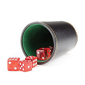 Brybelly Felt-Lined Synthetic Leather Dice Cup 4x3x3 in