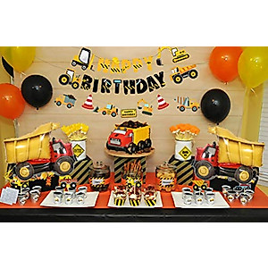 Construction Birthday Party Supplies Dump Truck Party Decorations Kits Set with 2 foil balloons for Kids Birthday Party 52 pack