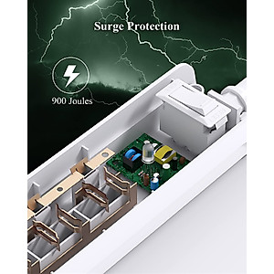 2 Pack Power Strip Surge Protector - 6 Outlets 2 USB Ports 5Ft Long Extension Cords, Flat Plug Overload Protection Outlet Strip, 900 Joules, Wall Mount for Home, Office and Dorm Essential, ETL Listed