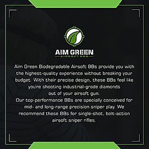 Aim Green Biodegradable Airsoft BBS, Premium-Grade 6mm Airsoft BBS, 0.25 Grams, 10,000 Count