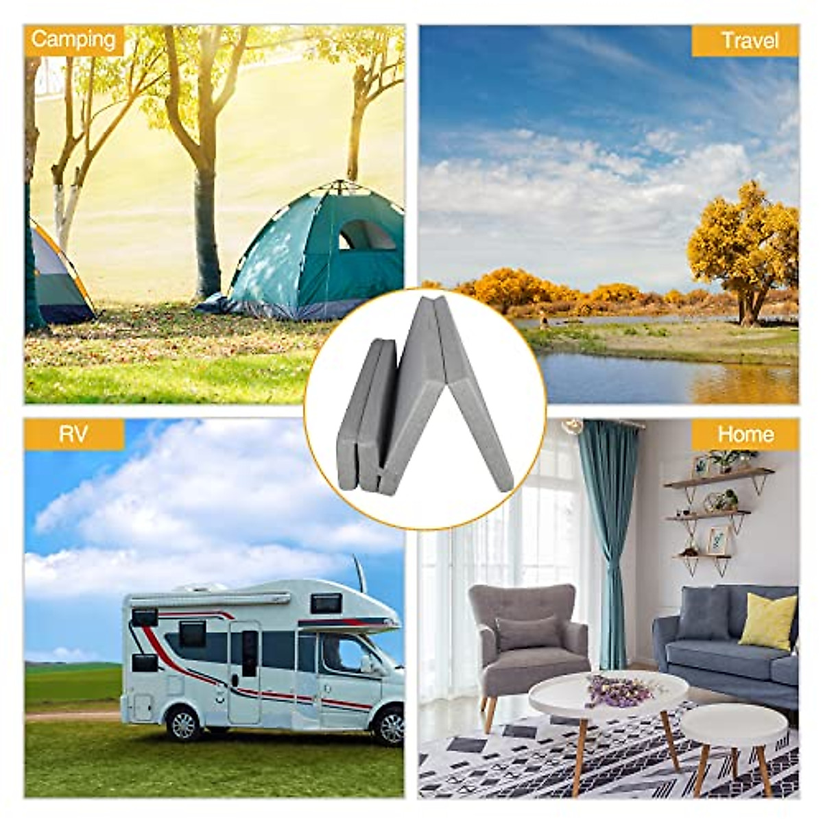 Varbucamp 4 Inch Folding Mattress, Memory Foam Portable Mattress and Sofa Bed with Washable Cover for Guest, Camping, Bedroom, Gray(80'' x 59'' x 4'')