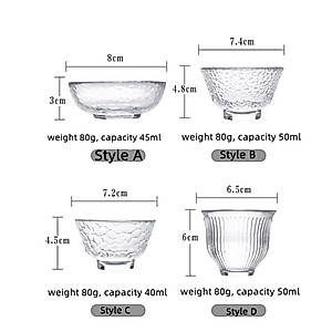 Rikyo 6 Pcs Sake Tea Cups,Heat Resistant Glass Teacup,Mini Espresso Cups,Kung Fu Tea Set,Small Chinese Tea Cup,50ml 1.69 Oz No Handles,Handmade Japanese Cold Sake Sushi Wine Tea Cup