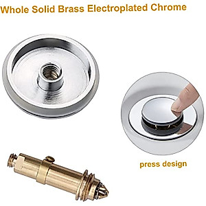 Peosaard Up Click Clack Plug Pop-up Stopper, Push Sink Drain for Kitchen Bathroom Sink Bath, Brass Chrome Plating, 38 mm, Bath Plug up