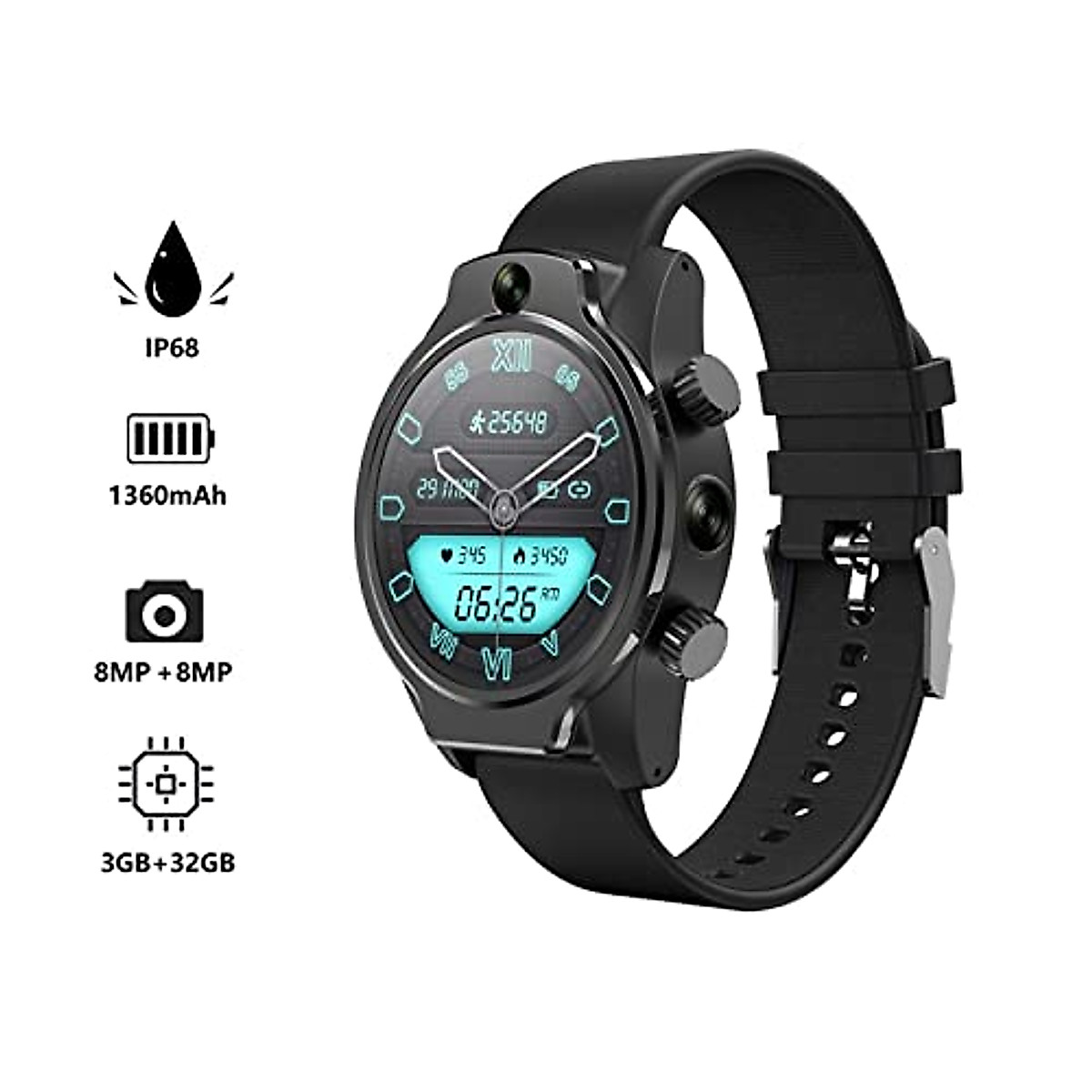 4G LTE Smart Watch Phone GPS 3GB 32GB ID Dual Camera 8MP WiFi Smartwatch Men IP68 Clock for Xiaomi