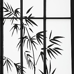Athena Collection 4 Panel Room Dividers Bamboo Printing Privacy Screen, 5.9ft Japanese Folding Partition Room Divider Portable Freestanding Wood Room Separation Wall for Bedroom Home Office, Black