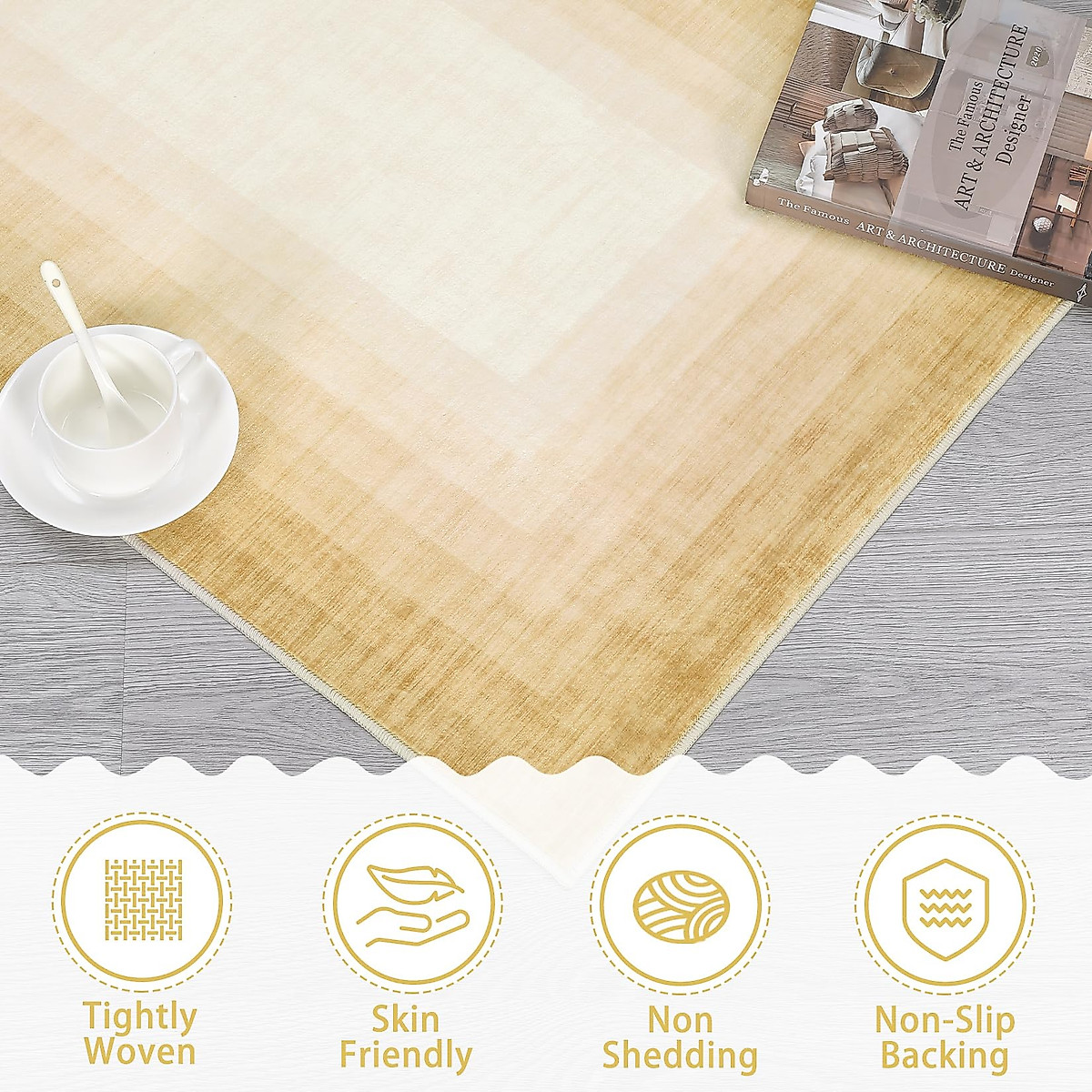 RUGSREAL Washable Area Rug Modern Ombre Entryway Rug Area Rug Doormat Stain Resistant Non-Slip Contemporary Border Gradient Floor Carpet for Front Entrance Kitchen Bathroom, Taupe, 2' x 3'