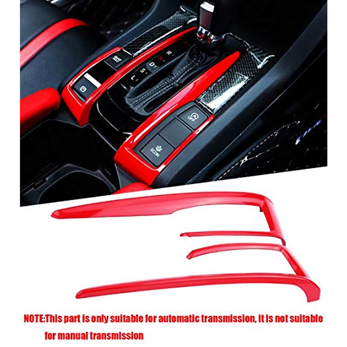 BOYUER 15PCS Civic Interior Full Accessories Center Console Gear Box Cover Trim Steering Wheel Trims Decoration Stickers for 10th Gen Honda Civic 2021 2020 2019 2018 2017 2016(RED)