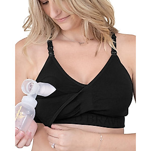 Kindred Bravely Sublime Sports Pumping Bra Hands Free | Patented All-in-One Nursing Bras for Breastfeeding and Pumping (Black, 2X)