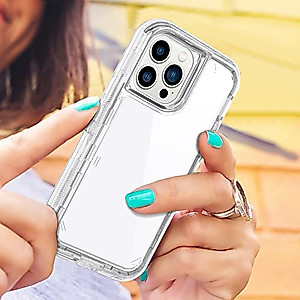 WOLLONY for iPhone 14 Pro Max Clear Case for Men Women 3 in 1 Hybrid Hard Bumper Soft OutLayer Protective Cover Shockproof Anti-Fall Heavy Duty Protection Transparent Cover for iPhone 14 Pro Max 6.7