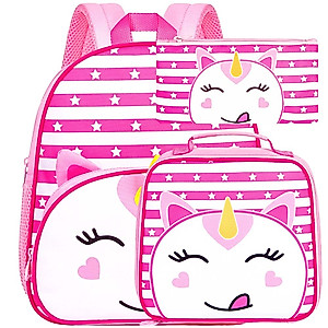 ZLYERT 3PCS Toddler Backpack for Boys, 12" Dinosaur Preschool Bookbag with Lunch Box, Cute Animal Kids Kindergarten Schoolbag - Green