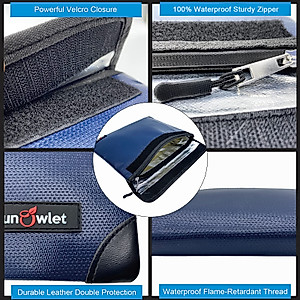 Fireproof Waterproof Money Document Bag - with 4200°F Heat Insulated, Safe Storage Pouch with Zipper, Upgraded 8 Layers of Functional Materials for Valuables (13.9"x10.6", Blue)