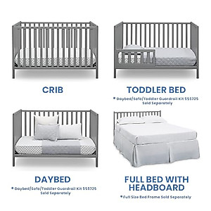 Delta Children Heartland 4-in-1 Convertible Crib - Greenguard Gold Certified, Grey