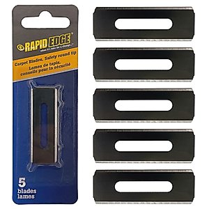 Rapid Edge 1-pack (5 pieces) Pivoting Carpet Knife Blades, Folding Utility Knife Blade With Dual-Side Edge and Round Tip, Fits Most Carpet Cutters