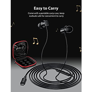 USB C Headphones for Samsung Galaxy S23 S22 S21 S20 Ultra A53 Z Flip4 Note 20 10+, Magnetic Type C Earphones Wired Earbuds with Mic Noise Canceling Stereo Bass for iPad 10 iPad Pro Air Mini Pixel 7 6