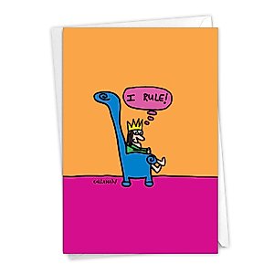 NobleWorks - 1 Funny Cartoon Card for Birthdays - Humor Bday Comic, Notecard with Envelope - Tiny Ruler C6183BDG