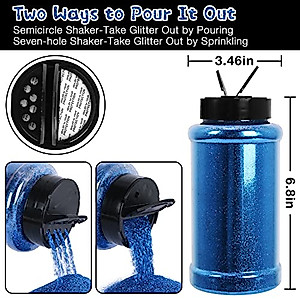 Ultra Fine Blue Glitter, 16 Oz (1 Ib), Fine Glitter for Resin Crafts Nails Tumblers Slime Cosmetic and Festival Decoration - Blue Fine Glitter Bulk