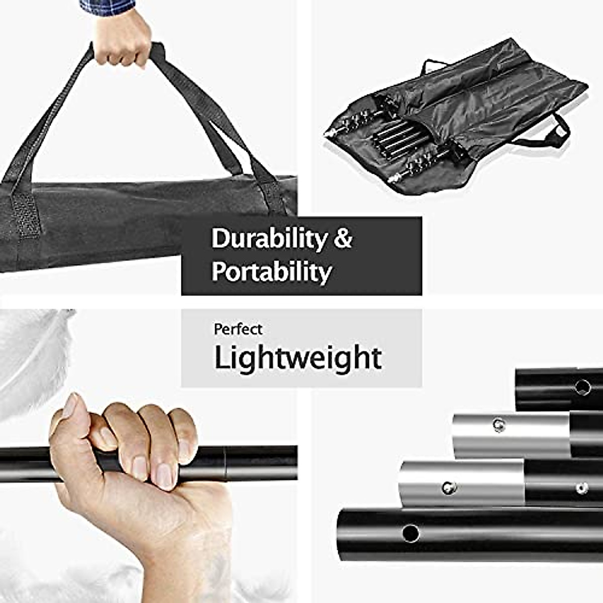 LimoStudio 10 x 9.6 feet Large and Heavy Duty Backdrop Stand with Elastic String Clip, Crossbar Ring Clip, Spring Clamp, Background Support System Kit for Photography, Events, AGG3002