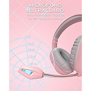 Black Shark Gaming Headset for PC, PS4, PS5, Xbox, Switch, All-in-1 Gaming Headphones with Ultra-Clear Bendable Mic, 50mm Dynamic Drivers, Noise Isolation Ear Cushions, in-line Controls - Pink