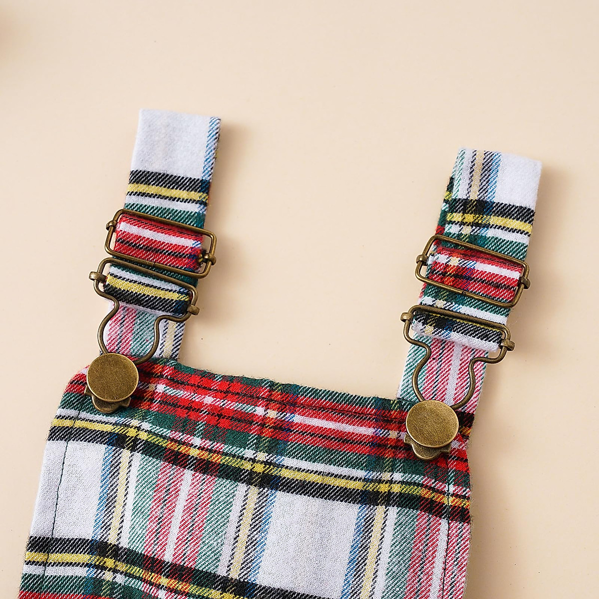 Mubineo Baby Girl Christmas Clothes Plaid Outfits Long Sleeve Romper Overall Skirt Dress Cute Newborn Outfit (Green Red White Plaid, 18-24 Months)