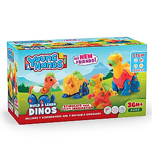 Creative Kids Build & Learn Dinosaur Take Apart Toy Set with Tools Interlocking STEM Educational Building Construction Kit for Preschool, Kindergarten, Boys & Girls Age 3+