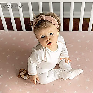 Ely’s & Co. Crib Sheet 2-Pack — Combed, 100% Jersey Cotton for Baby Girl — Rosewater Pink, Pin Dots & Gingko Leaves