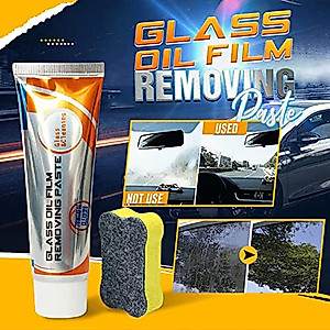 Glass Oil Film Removing Paste, Auto Car Glass Polishing Car Windshield Oil Film Cleaner for Bathroom Window Front Windshield Agent (1 Set)