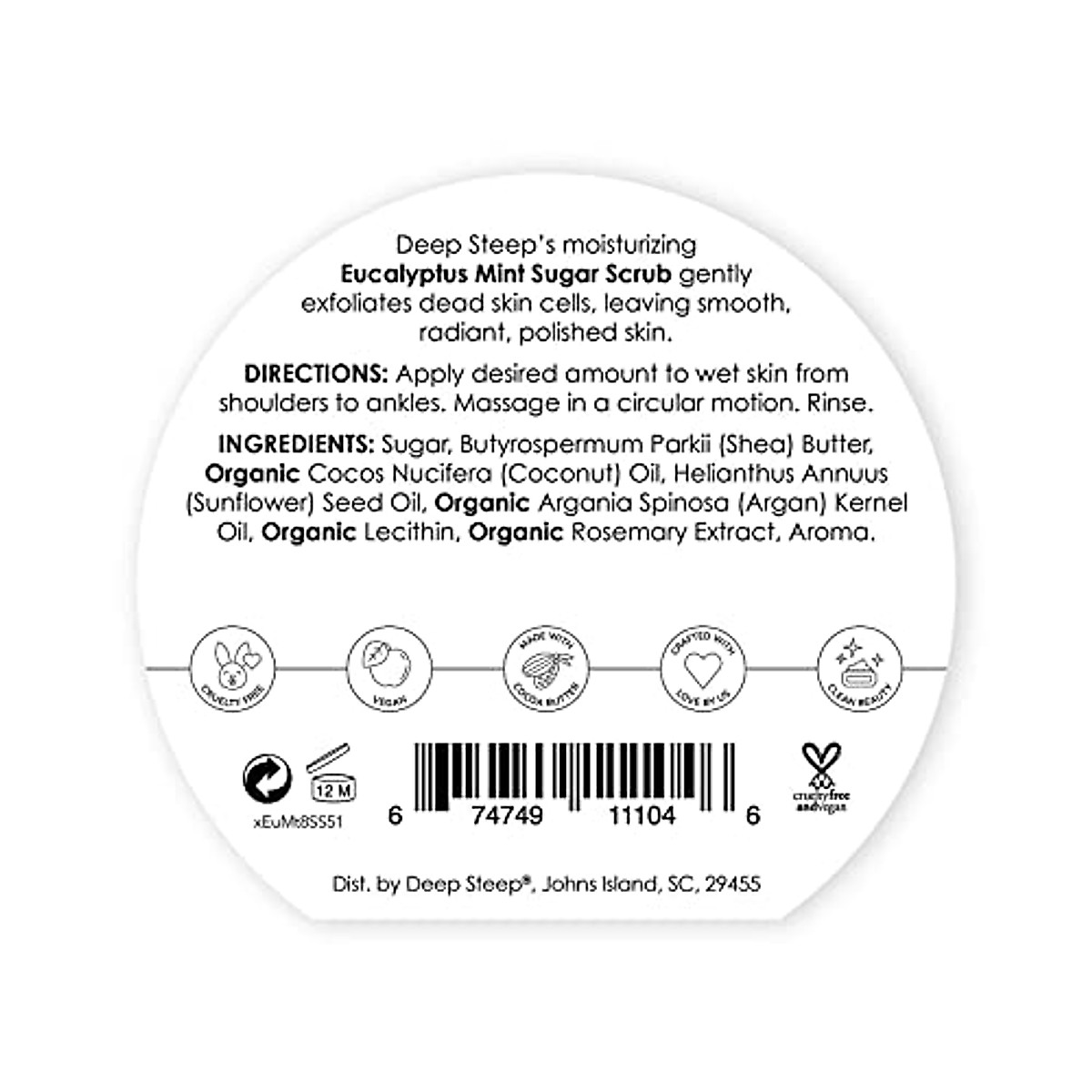 Deep Steep Sugar Scrub, 8oz (Eucalyptus Mint)