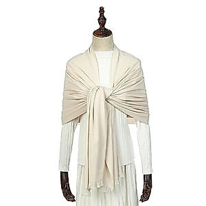 SWAT PANY Pashmina shawls and wraps for Evening Dresses Cream Scarf for Women Winter Shawl Wraps for Women Weedings