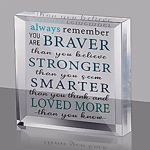 Always Remember You Are Braver Than You Think Inspirational Gift for Women Cheer up Gifts for Home Office Decor Positive Wall Plaque for Friend Mom Sister (Black, Green, Classic Style)