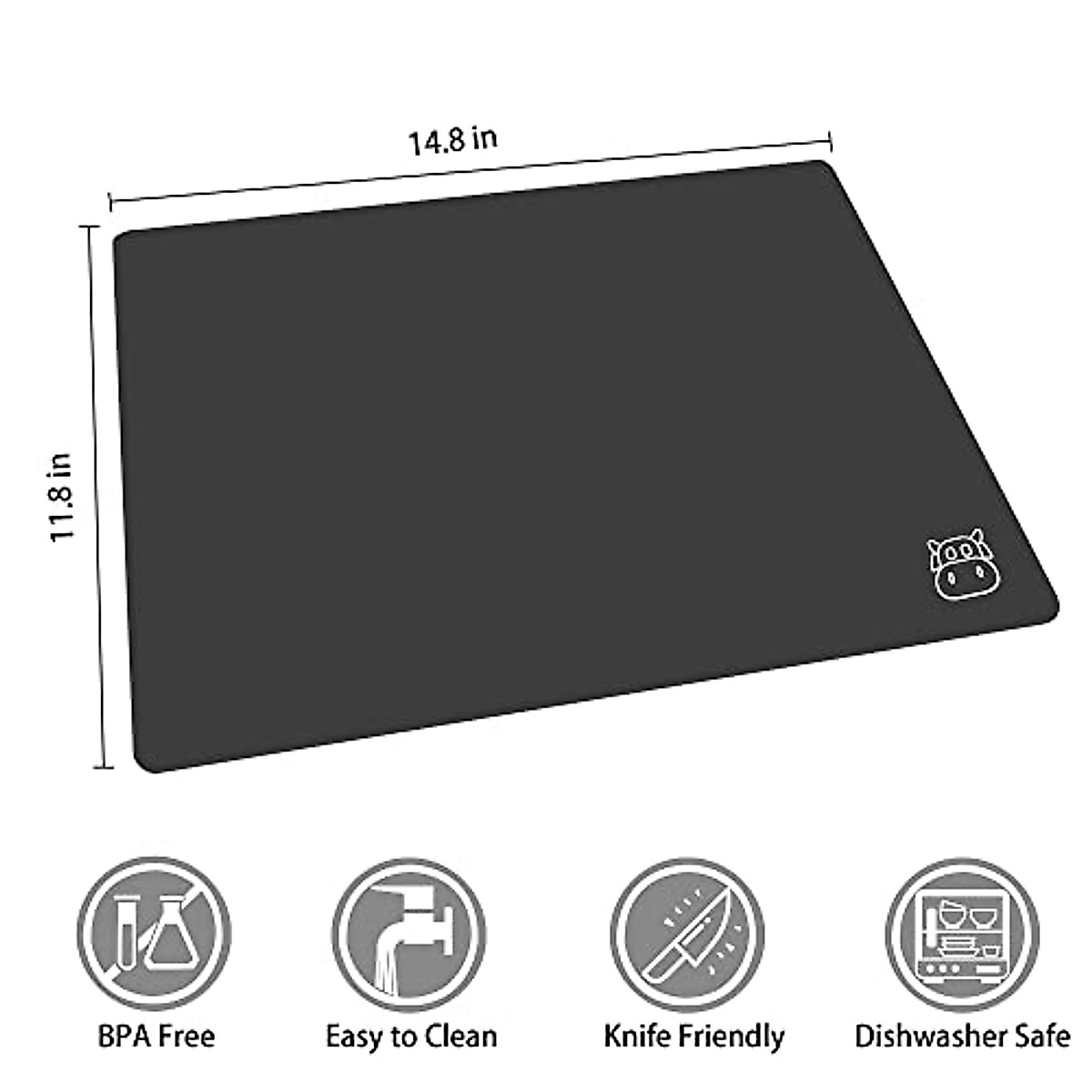 ZVP Plastic Cutting Boards, Flexible Cutting Mats for Cooking, Cutting Boards for Kitchen Dishwasher Safe, Food Icons, Anti-slip, BPA Free, Gradient Grey Set of 3, 15x12In