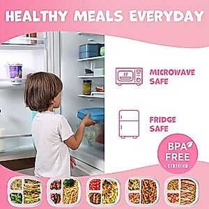 Umami Bento Lunch Box KIDS With Cutlery, Leak-Proof, Easy to Clean, 3 Compartments Bento Box for Kids, Ideal Portion Sizes for Ages 3 to 9, for Boys & Girls, Microwave, Dishwasher & Safe, BPA-Free