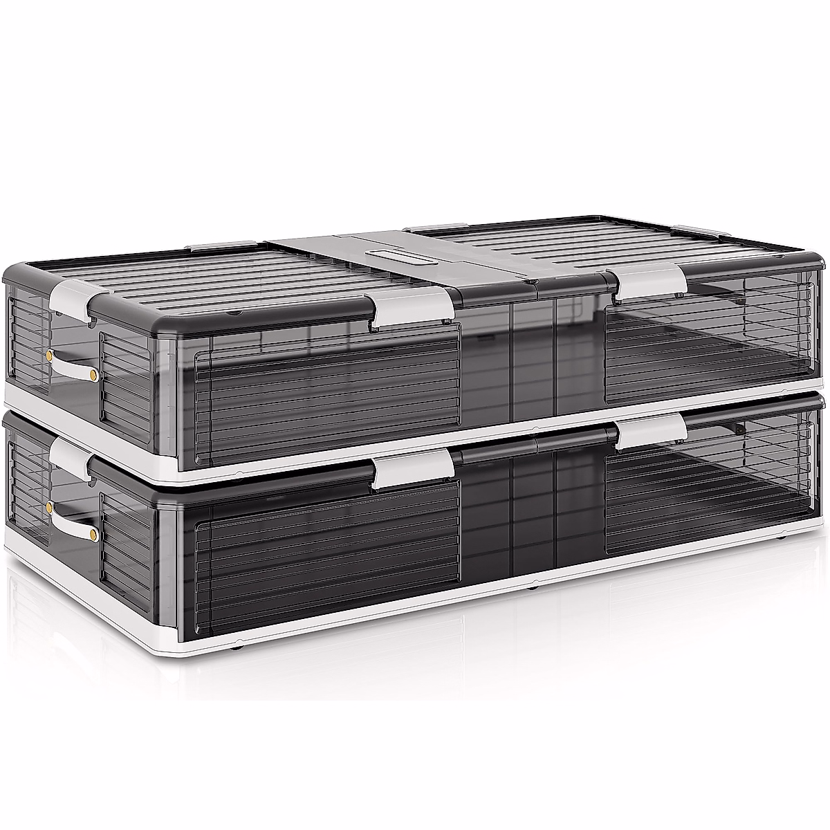 EnHomee 106QT Under Bed Storage with wheels Plastic Under bed Storage Containers Underbed Storage Bins with Lids for Closet Organizers and Storage Bins Bedroom,39.5" L x 20.5" W x 9.3" H,2Pack