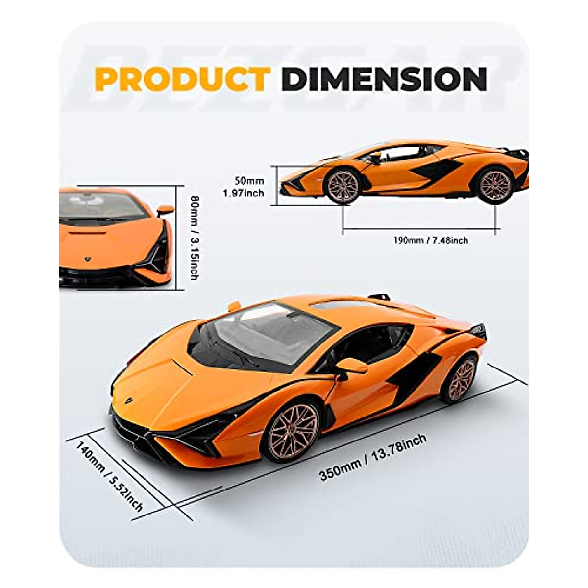 BEZGAR Remote Control Car - 1:14 Lambo Sián FKP 37 Electric Sport Racing Toy Car with Open Door, 2.4Ghz Licensed RC Car Series for Girls and Boys Age 8 9 10 11 12 Years Holiday Ideas Gift (Orange)