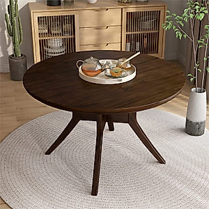 Furniture of America Mecca Mid-Century Wood Round Dining Table in Gray