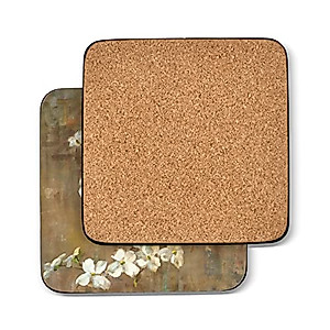 Pimpernel Dogwood in Spring Collection Coasters | Set of 6 | Cork Backed Board | Heat and Stain Resistant | Drinks Coaster for Tabletop Protection | Measures 4” x 4”