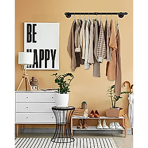 AOKLIT 2 Pack Clothes Rack 36.2 Inch Industrial Pipe Wall Mounted Closet Rod, Space-Saving Clothing Rack, Heavy Duty Detachable Garment Rack, Multi-Purpose Closet Rods For Hanging Clothes 2 Base