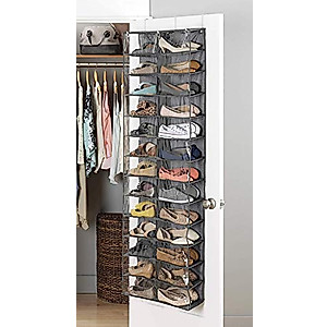 VONOTO Hanging Shoe Shelves Closet Organizer, Over The Door Shoe Organizer, 26 Pockets, PVC Shoe Rack Door Shelf Hanger Holder Storage Bag 22 x 6.3 x 63 inch (Black)