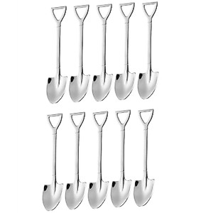 10 Pack Dessert Spoon 6 inch Shovel Shape Stainless Steel Spoons Ice Cream Fruit Spoon for Home Kitchen or Restaurant