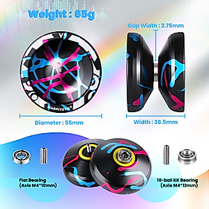 MAGICYOYO V3 Yoyo Professional Responsive Yoyo for Kids, Unresponsive Yoyo for Adults, Metal Professional Yoyo + 12 Yoyo Strings, Yo-Yo Accessory