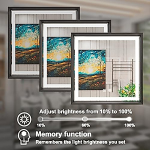 JSneijder 32x32 Inch LED Bathroom Mirror with Lights - Black Frame Lighted Mirror for Bathroom - Wall Mounted Dimmable Anti-Fog LED Vanity Mirror - Horizontal/Vertical, 6000K