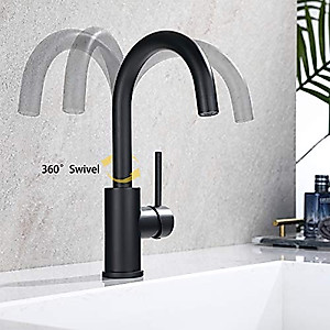 Bar Sink Faucets Single Hole, WiPPhs Matte Black Mini Kitchen Sink Faucets, Single Handle Lead-Free Modern Wet Bar Sink Faucets