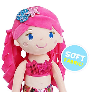 June Garden 15.5" Sparkly Mermaid Larissa - Soft Mermaid Plush Stuffed Doll Gift for Toddler Girls