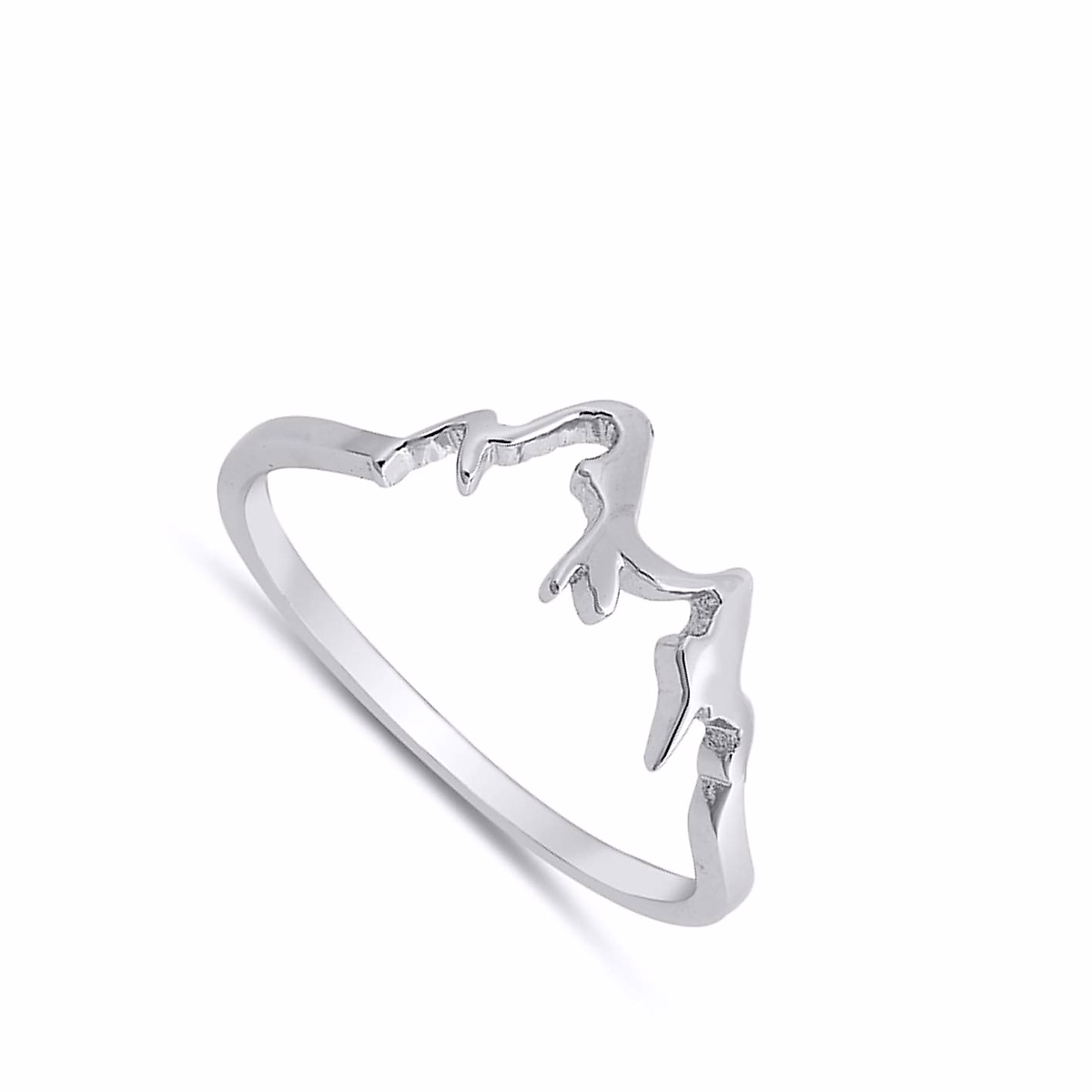 Mountain Range Snow Caps Outdoor Hiking Ring 925 Sterling Silver Band Size 9
