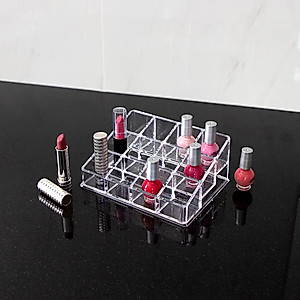 Isaac Jacobs Clear Acrylic 12 Compartment Nail Polish Holder, Organizer for Makeup, Essential Oils, Storage Solution, Rack Display (3 Rows (x4))
