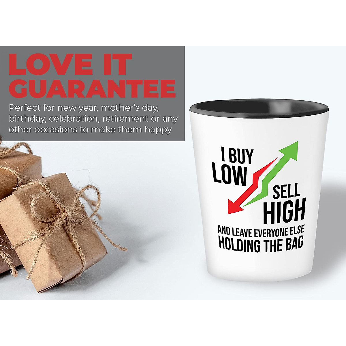 Bubble Hugs Stock Trader Shot Glass 1.5oz - Leave Everyone Else Holding the Bag - Day Trader Stock Market Funny Brokers Market Currency Exchange Stock Trading Rally Bull Market