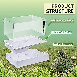 BETAZOOER Turtle Tank with Adjustable Water Pump Filter, Full View Visually Tortoise Aquarium Habitat, Easy Changing Water and Clean for Small Amphibious Creatures Reptiles (15.7×11.8×10Inch)